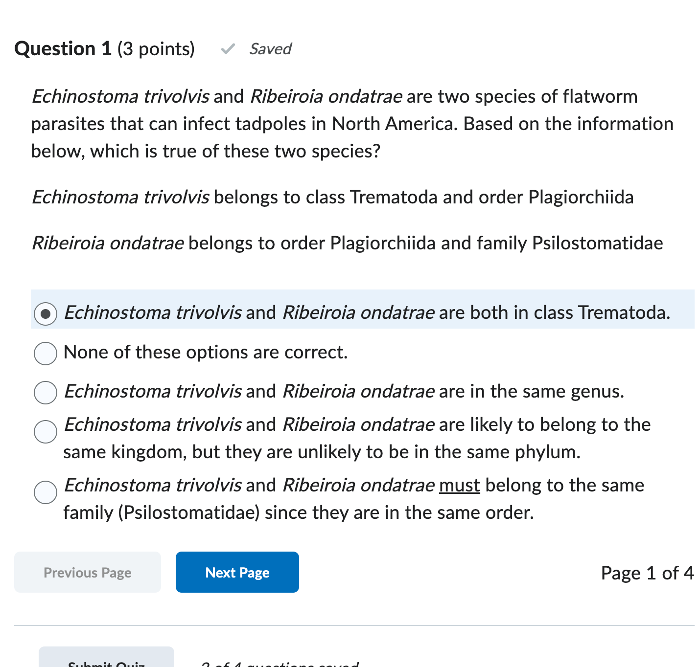 Solved Echinostoma trivolvis and Ribeiroia ondatrae are two | Chegg.com
