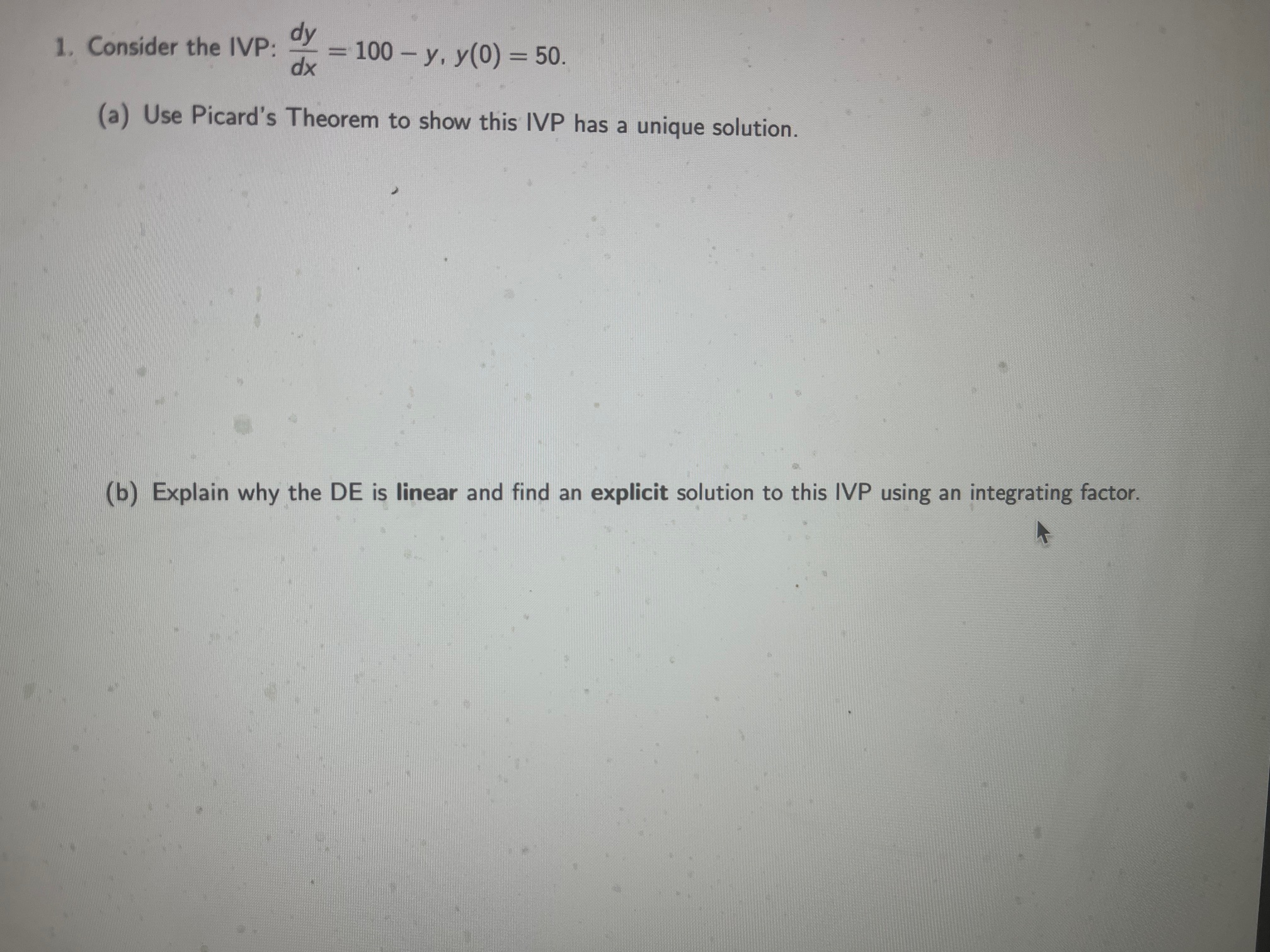 Solved Consider the IVP: dydx=100-y,y(0)=50.(a) ﻿Use | Chegg.com