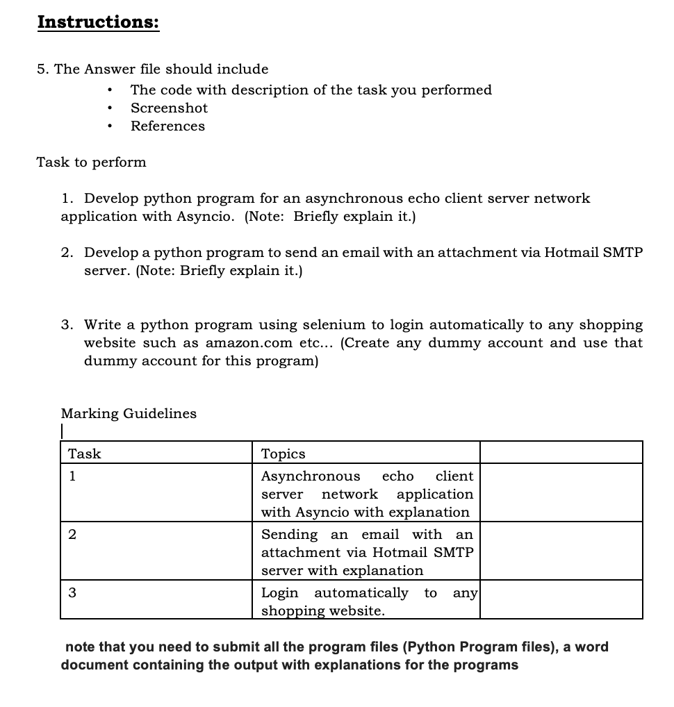 Solved Instructions: 5. The Answer file should include - The | Chegg.com