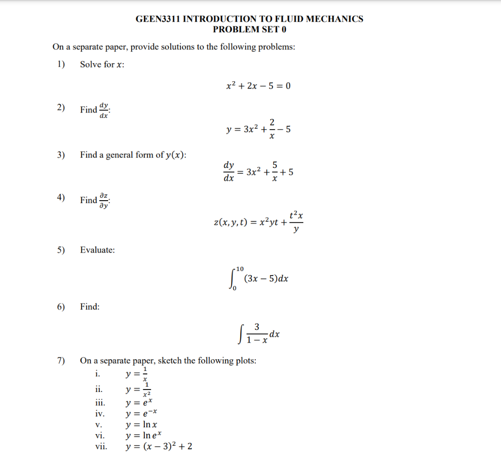 Solved On a separate paper, provide solutions to the | Chegg.com