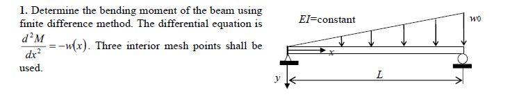 Solved EI=constant 10 1. Determine the bending moment of the | Chegg.com