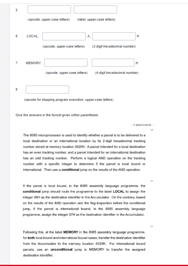 Design an 8085 microprocessor assembly language | Chegg.com