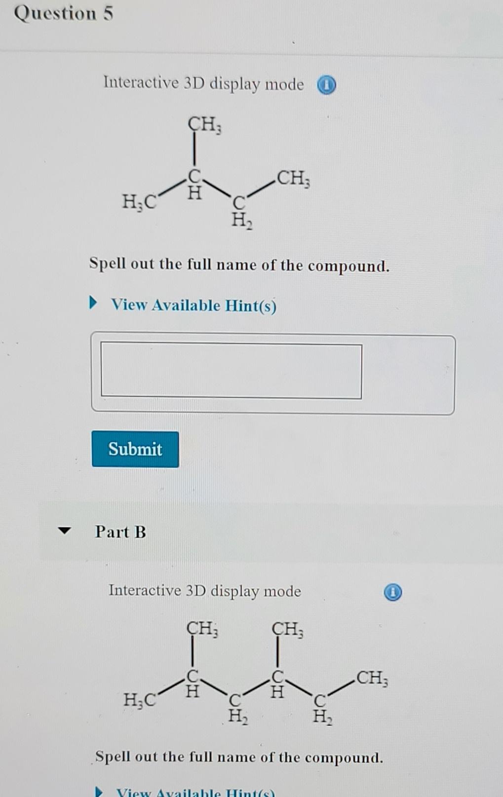 Solved Question 5 Interactive 3D display mode 0 CH; UT CH | Chegg.com
