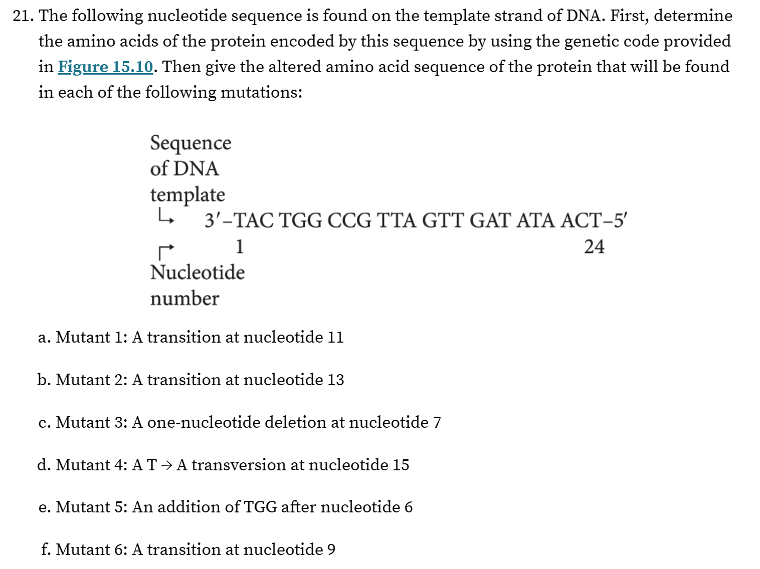Solved 21. The following nucleotide sequence is found on the | Chegg.com