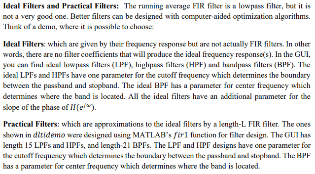 Ideal Filters and Practical Filters: The running | Chegg.com