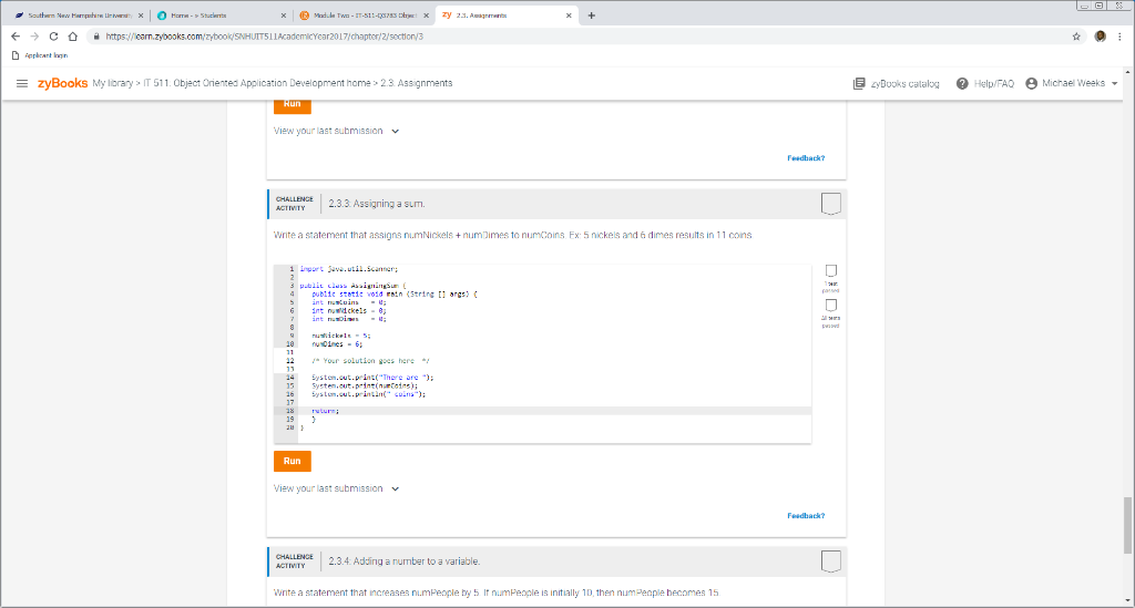 Solved ←→Cǜ https:/ zyBooks My library> IT 511.Object | Chegg.com