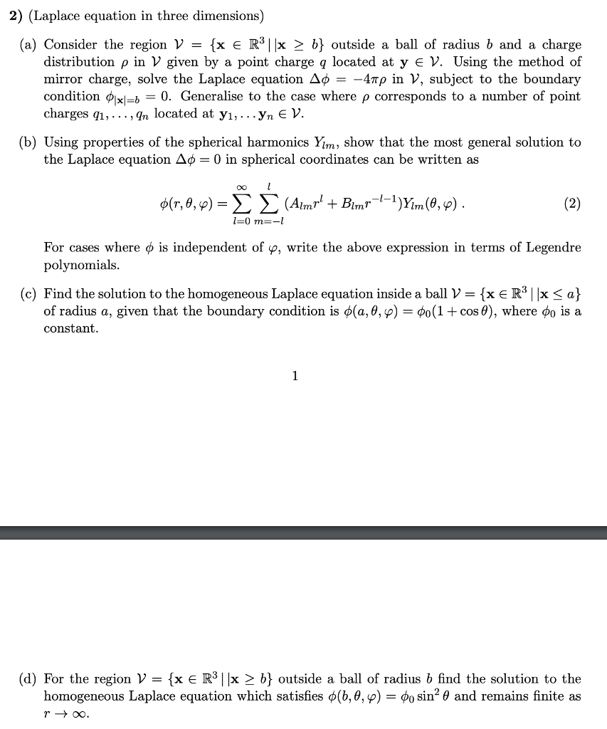 2) (Laplace equation in three dimensions) (a) | Chegg.com
