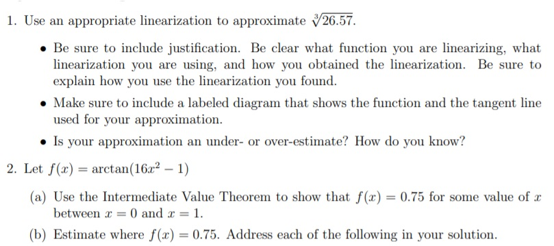 Solved 1. Use an appropriate linearization to approximate | Chegg.com