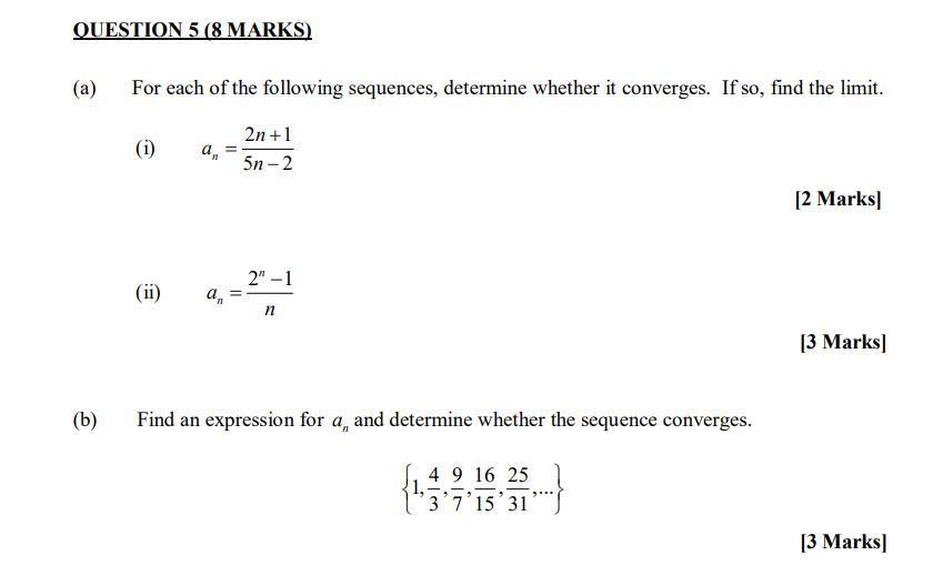 Solved QUESTION 5 (8 MARKS) (a) For each of the following | Chegg.com