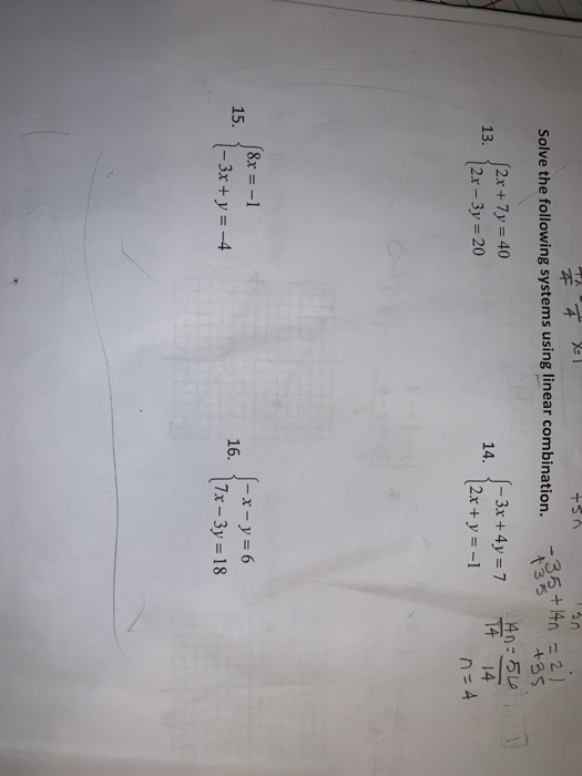 Solved 2 Solve the following systems using linear | Chegg.com