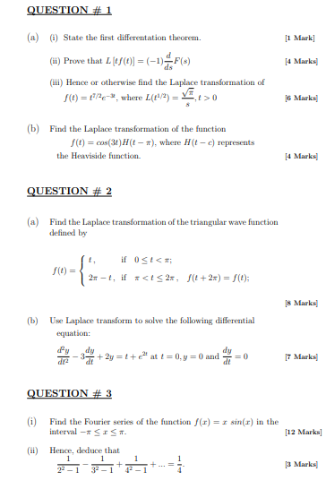 Solved (a) (i) State the first differentation theorem. [1 | Chegg.com