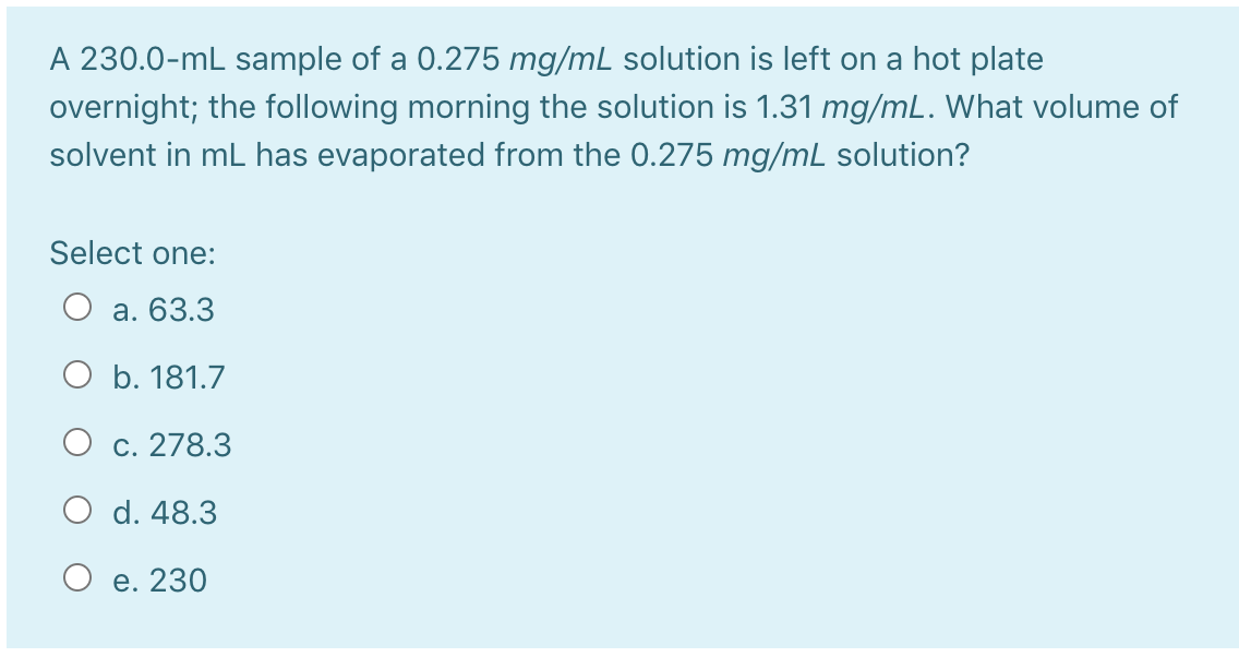 Solved What is the concentration in Molarity of a sample | Chegg.com