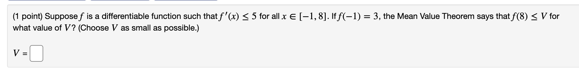 Solved (1 point) Supposef is a differentiable function such | Chegg.com