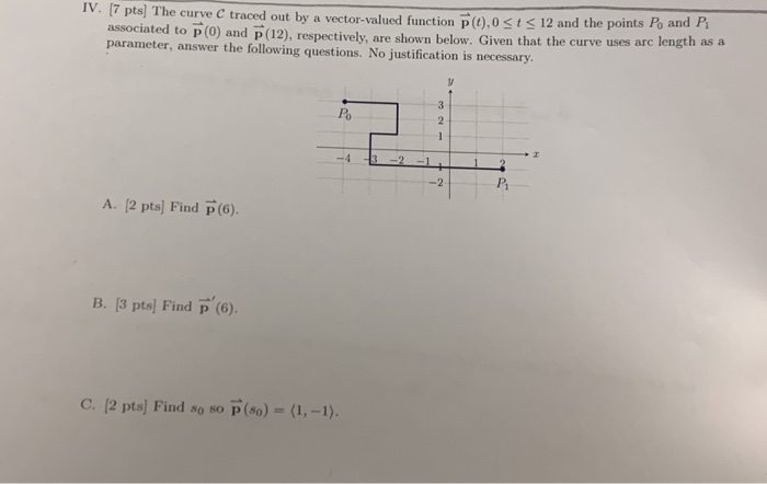 Solved IV. [7 pts] The curve C traced out by a vector-valued | Chegg.com