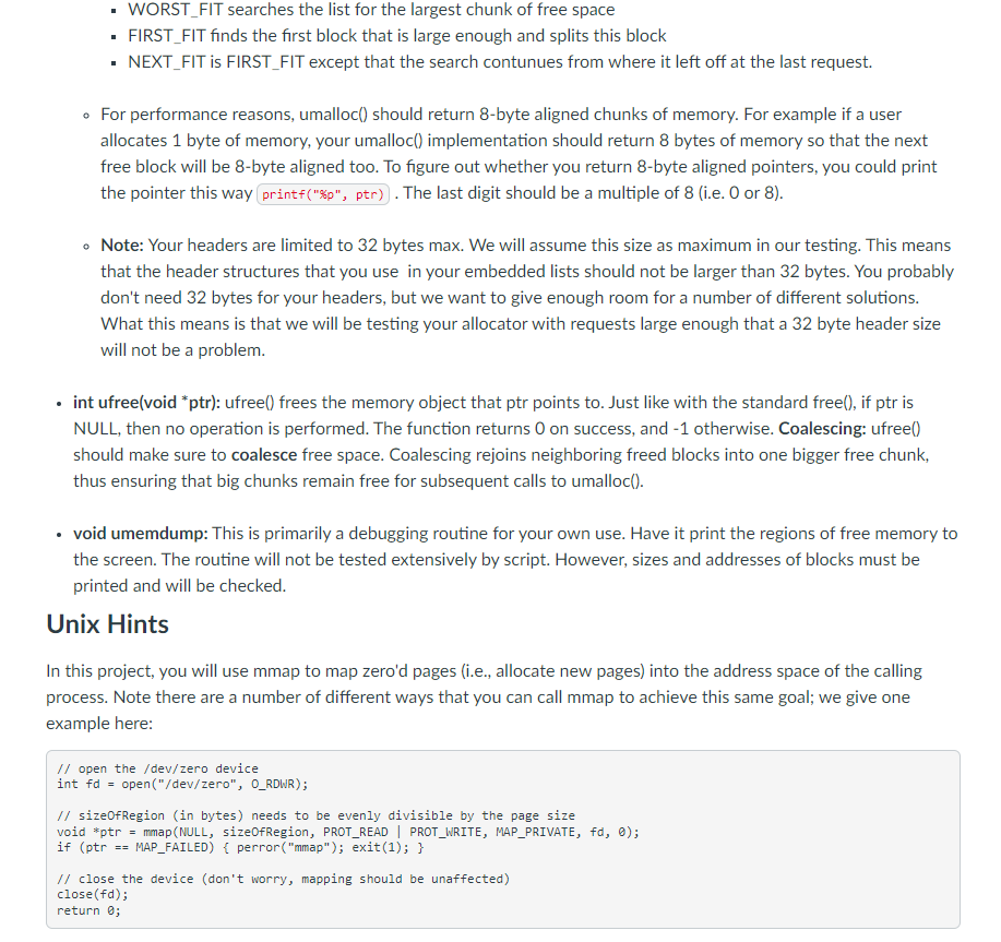 Solved In C programming language please umem.h code provided | Chegg.com