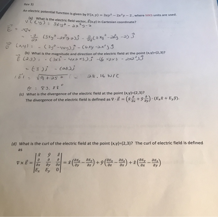 Solved Rev 3) An electric potential function is given by | Chegg.com