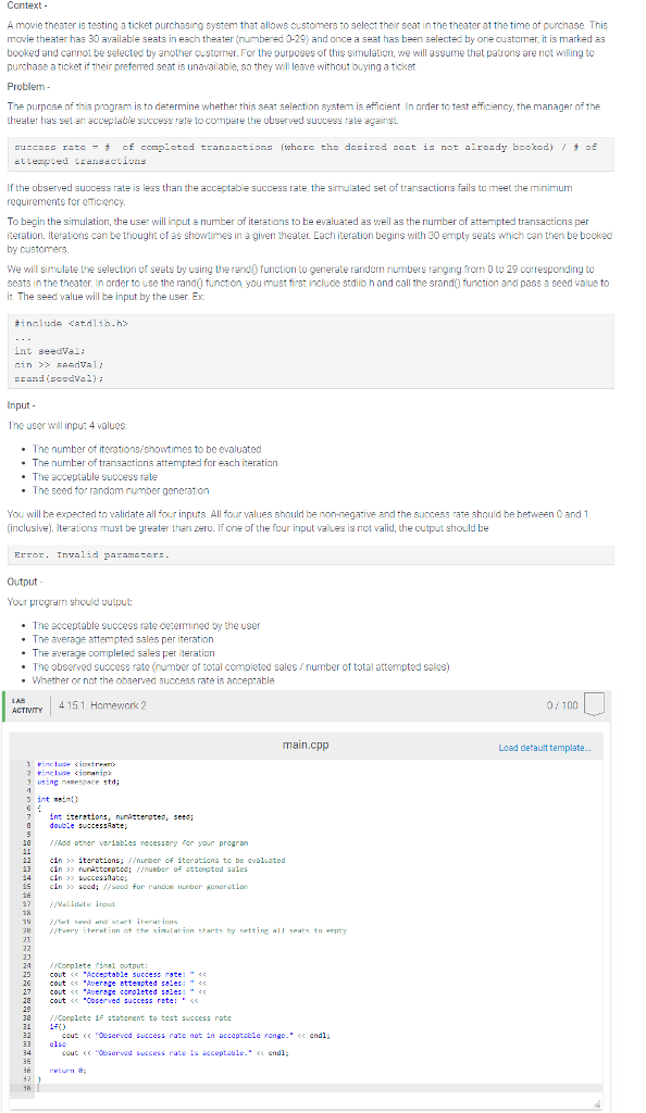 Solved Context A movie theater is testing a ticket | Chegg.com