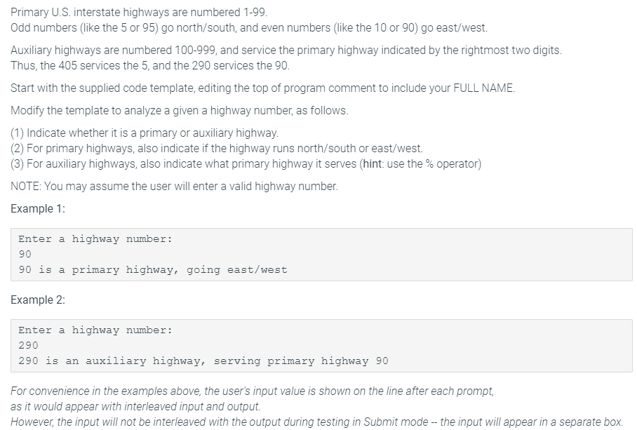 Solved: Primary U.S. Interstate Highways Are Numbered 1-99... | Chegg.com