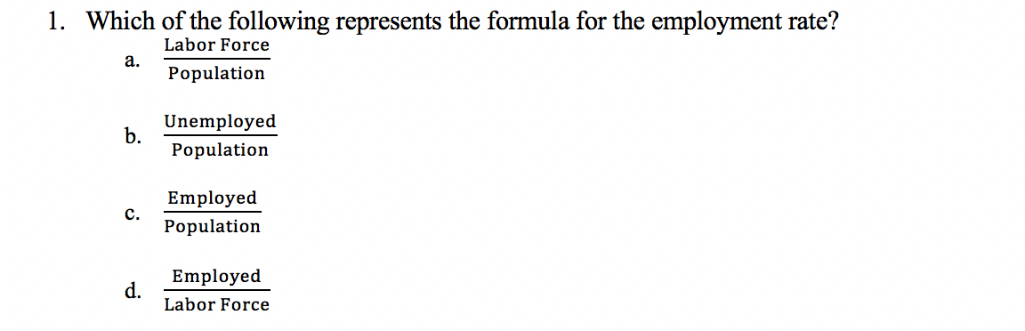 Solved 1. Which of the following represents the formula for | Chegg.com