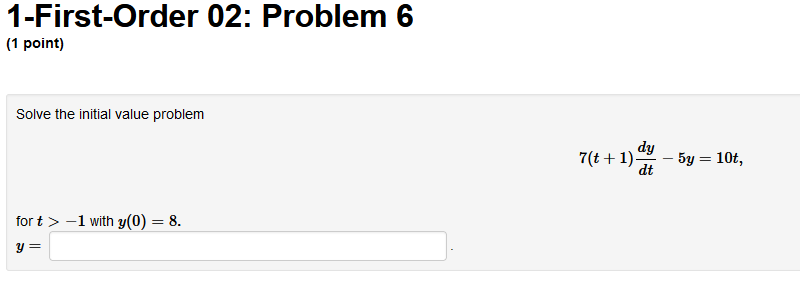 Solved 1 First Order 02 Problem 5 1 Point Solve The