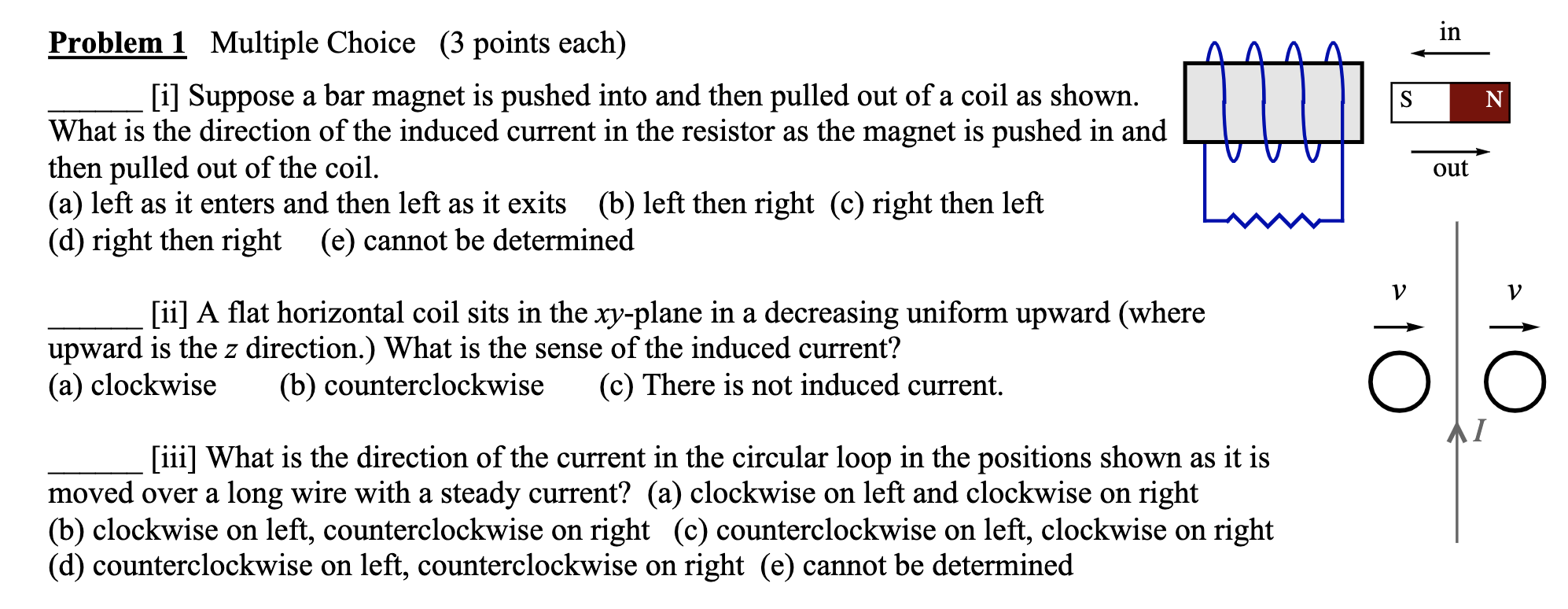 Solved in S N Problem 1 Multiple Choice (3 points each) [i] | Chegg.com