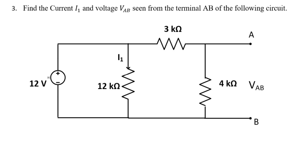 Solved Find the Current 𝐼1 and voltage 𝑉𝐴𝐵 seen from the | Chegg.com