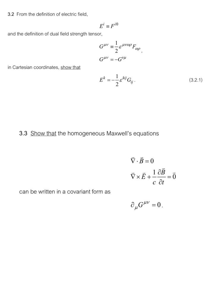 Solved 3.2 From the definition of electric field, Ei≡Fi0 and | Chegg.com