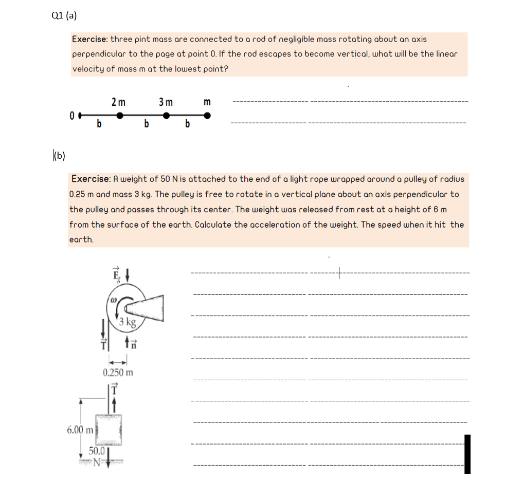 Solved Q1 (a) Exercise: three pint mass are connected to a | Chegg.com