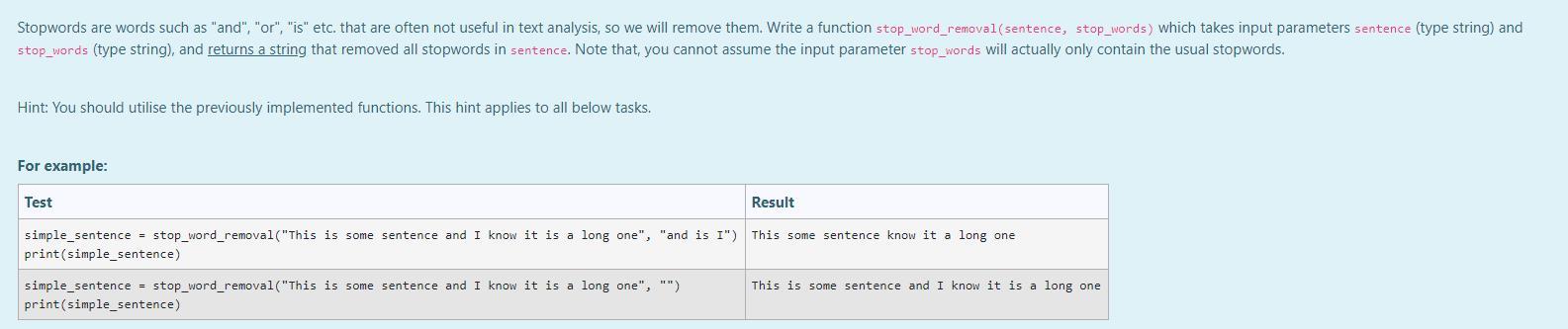 Solved Stopwords are words such as "and", "or", "is" etc. | Chegg.com