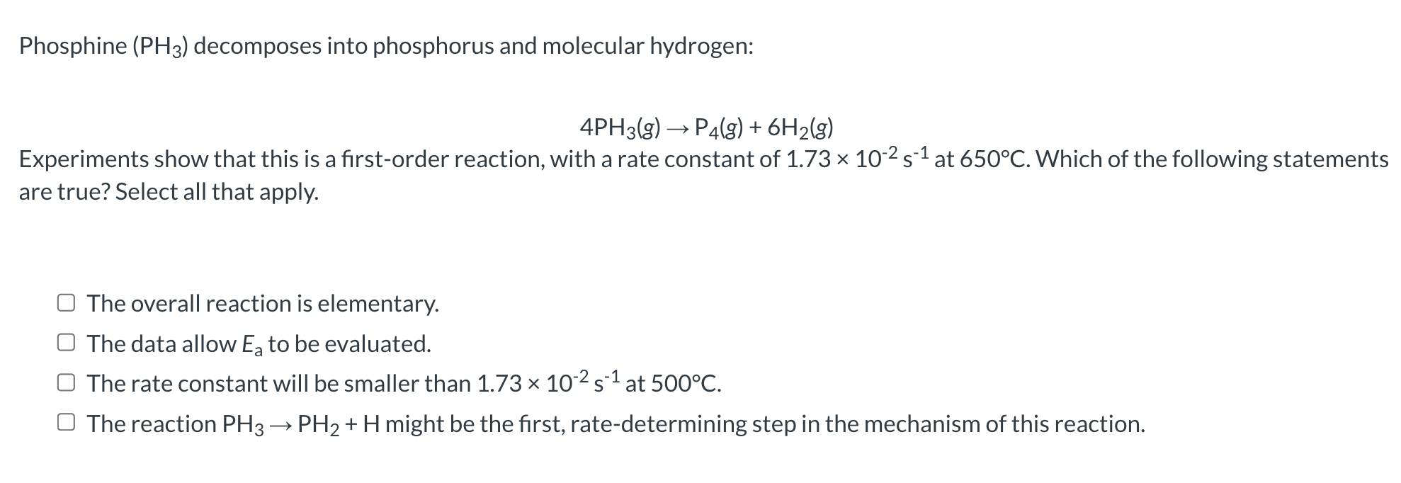 Solved Phosphine (PH3) decomposes into phosphorus and | Chegg.com