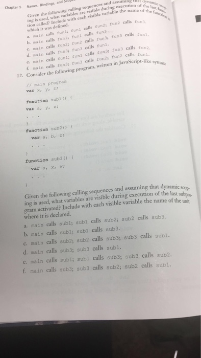 Solved Given the following calling sequences and assuming | Chegg.com
