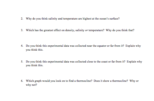 Solved Graphing Temperature, Salinity, and Depth for | Chegg.com