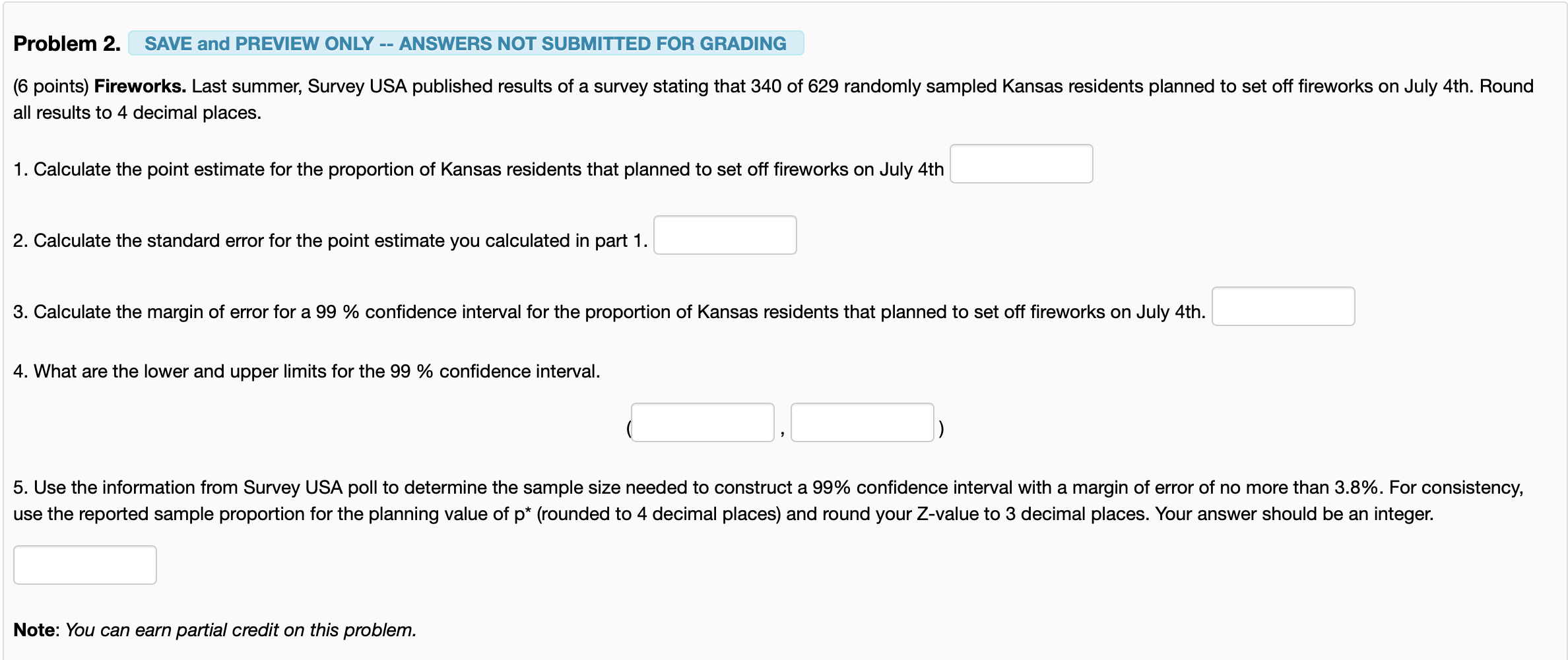 Solved Problem 2. SAVE and PREVIEW ONLY -- ANSWERS NOT | Chegg.com