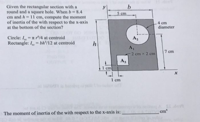 Solved Given the rectangular section with a round and a | Chegg.com