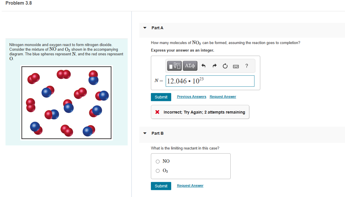 Solved Nitrogen monoxide and oxygen react to form nitrogen | Chegg.com