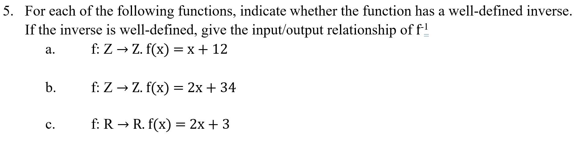 Solved For each of the following functions, indicate whether | Chegg.com
