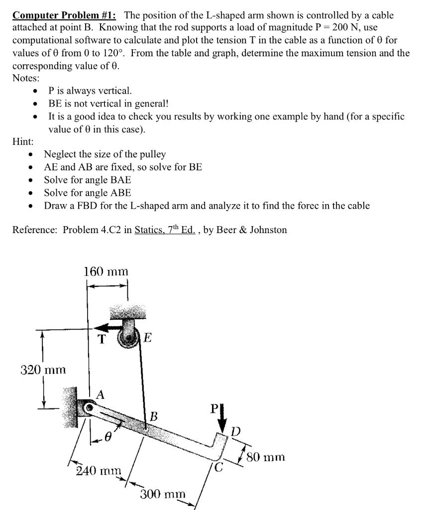 Solved . Computer Problem #1: The position of the L-shaped | Chegg.com