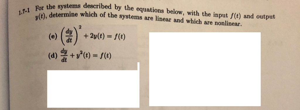 Solved 1.7-1 For the systems described by the equations | Chegg.com