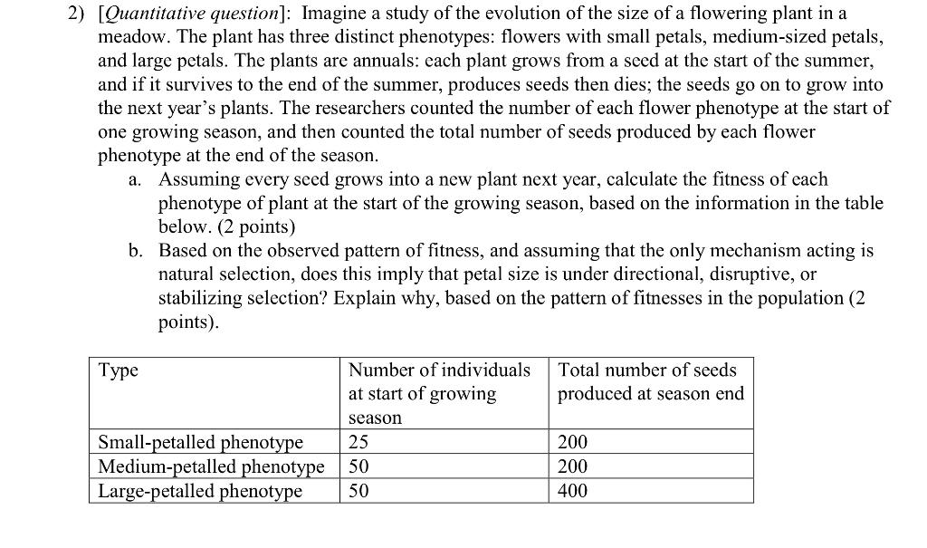 2) [Quantitative question]: Imagine a study of the | Chegg.com