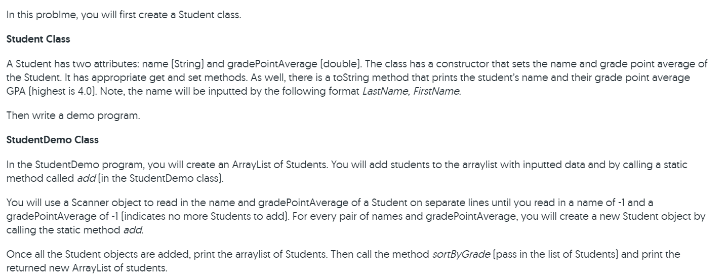 Solved In this problme, you will first create a Student | Chegg.com