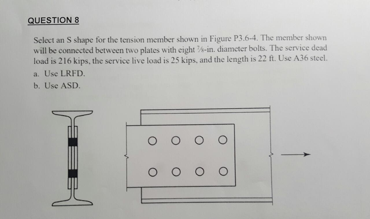 Solved QUESTION 8 Select an S shape for the tension member | Chegg.com