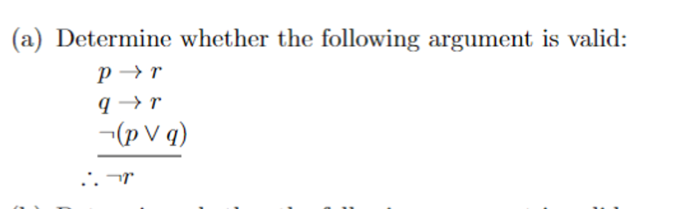 Solved (a) ﻿Determine whether the following argument is | Chegg.com