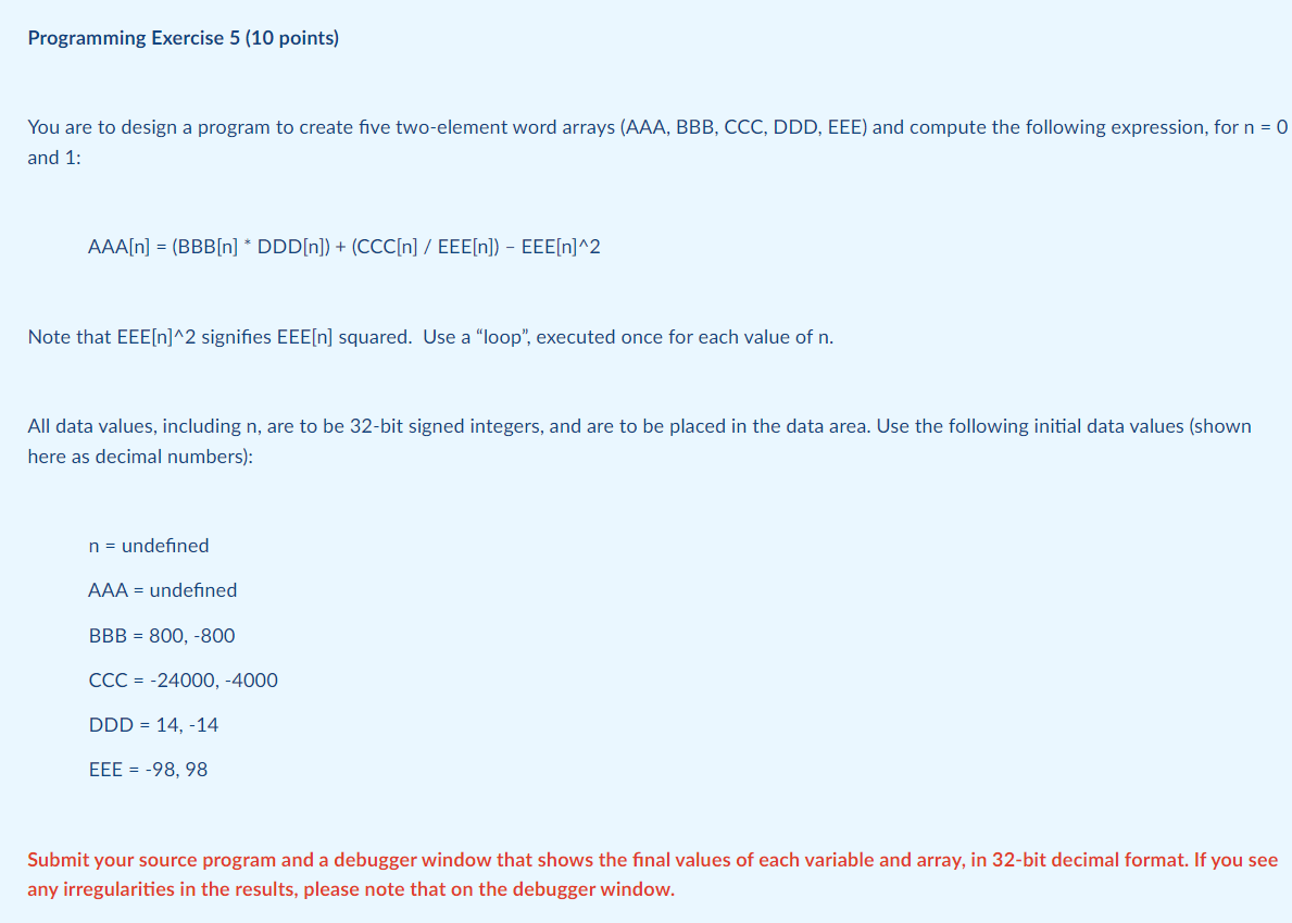 Solved Programming Exercise 5 (10 points) You are to design | Chegg.com