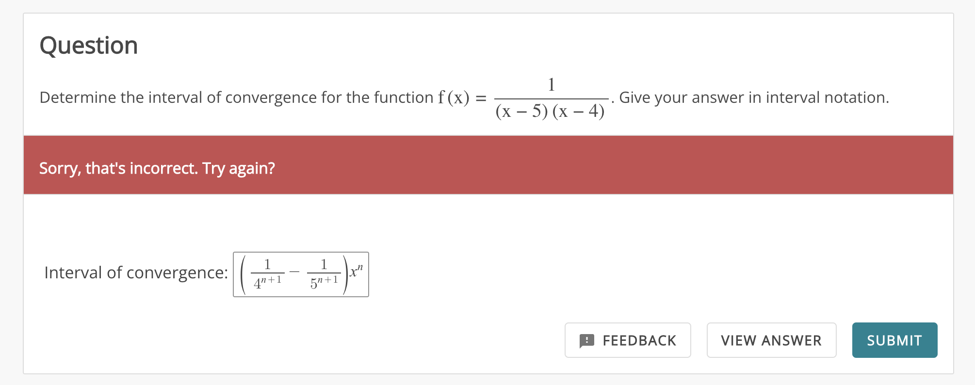Solved Question Determine the interval of convergence for | Chegg.com
