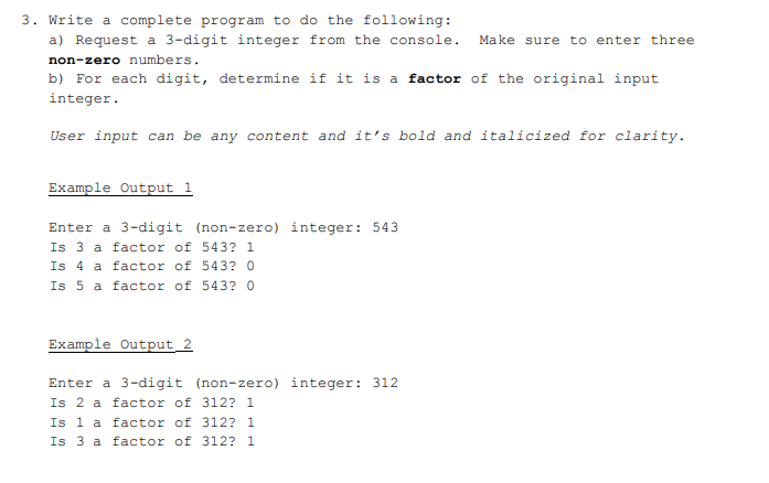 Solved 3. Write a complete program to do the following: a) | Chegg.com
