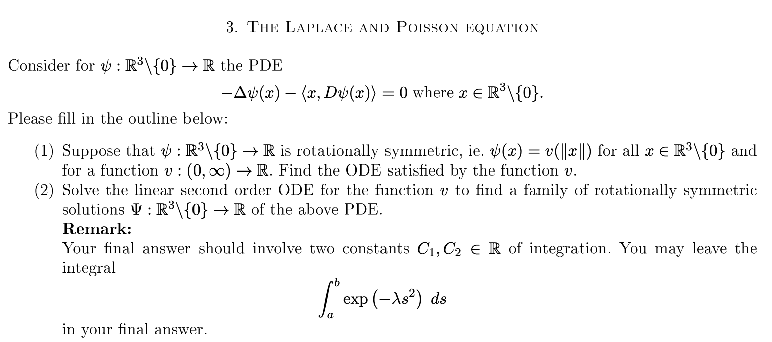Solved THE LAPLACE AND POISSON EQUATION Consider for 4: | Chegg.com