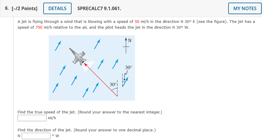 Solved A jet is flying through a wind that is blowing with a | Chegg.com