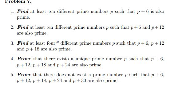 Solved Problem 7 1. Find at least ten different prime | Chegg.com