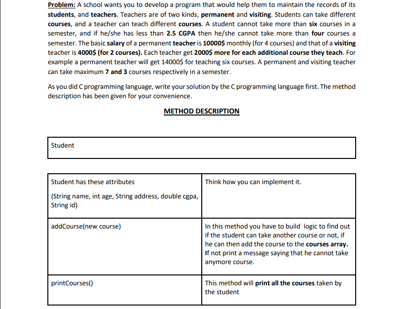Solved Problem: A school wants you to develop a program that | Chegg.com