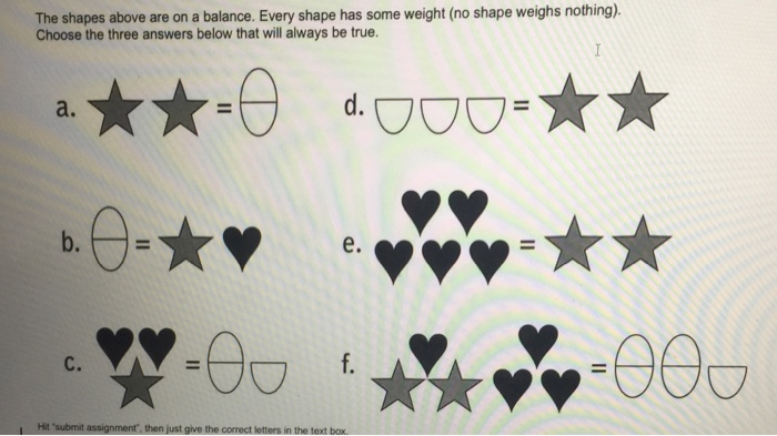 Solved The shapes above are on a balance. Every shape has | Chegg.com
